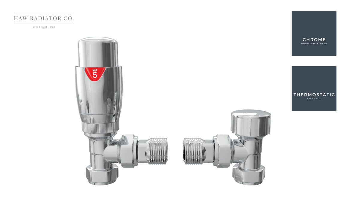 HAW Rad Co. - Round Thermostatic Chrome Radiator Valves - Angled TRV ...