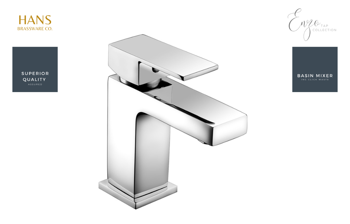 Hans Brassware Co. - Enzo - Basin Mixer Bathroom Tap & Click Clack Was ...
